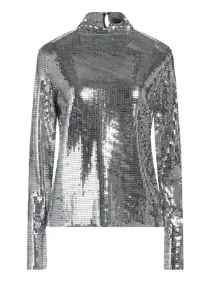 Maje Metallic Knit Top - Silver