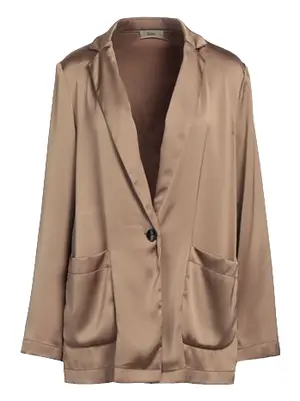 Herno Single-breasted Satin Blazer - Beige
