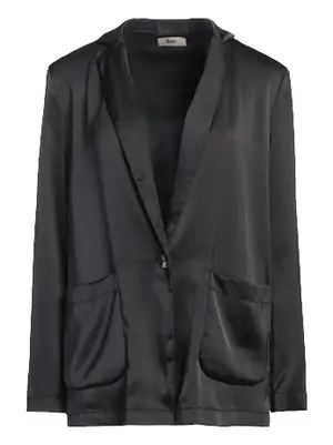 Herno Single-breasted Satin Blazer - Black