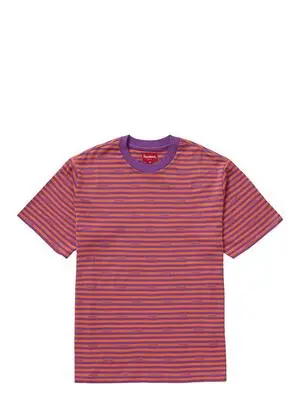 Supreme Logo Stripe Short Sleeve Top Purple