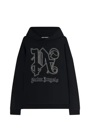 Palm Angels Monogrammed Statement Hoodie - Black