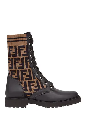 Fendi Ff Rockoko Biker Boots - Brown