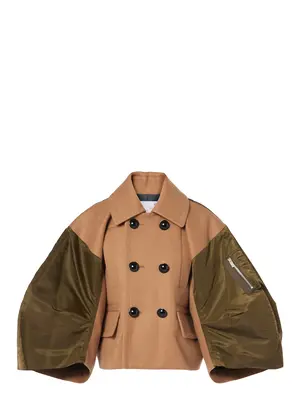 Sacai Wool And Twill Jacket - Beige