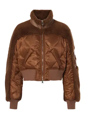 BLANCHA Quilted Shearling Bomber Jacket - Brown