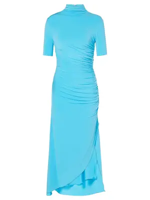 Alaïa Draped Asymmetric Midi Dress - Blue