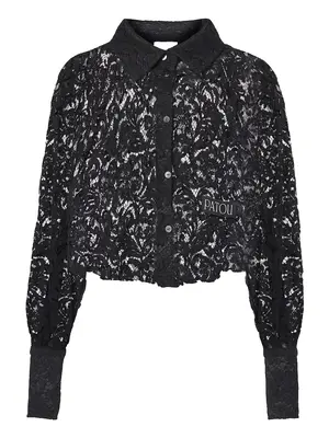 Patou Cropped Lace Blouse - Black