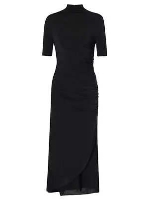 Alaïa Draped Asymmetric Midi Dress - Black