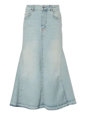 GANNI High-rise Denim Midi Skirt - Blue