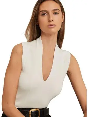REISS Kimmy Knitted Sleeveless Vest - Ivory