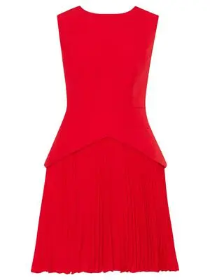 MILLY Haddy Pleated Mini Dress - True Red