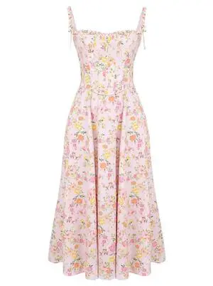 Reformation Clarabelle Linen Dress In Sugar - 50% Off | Editorialist