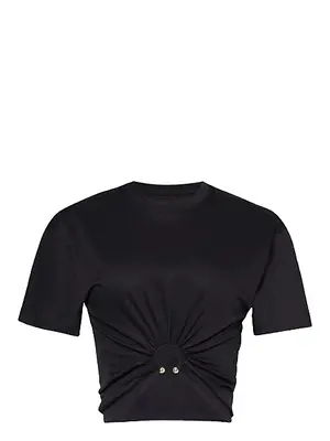 Rabanne Ring-embellished Cropped T-shirt - Black