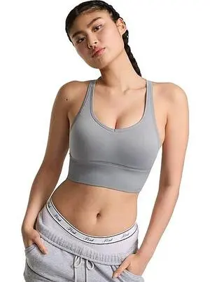 Pink Seamless Air Medium-support Sports Bra Grey