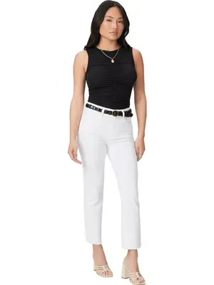 Paige Cindy Crop Slim Jean - White