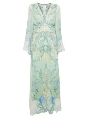 Camilla Floral Print Maxi Dress - Green