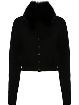 Sportmax Knitted Wool Cardigan With Detachable Collar - Black