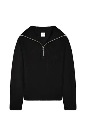 COURREGES Ribbed Wool Hooded Sweater - Black