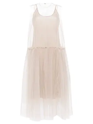JNBY Sleeveless Tulle Overlay Dress - Grey