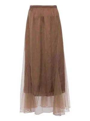 JNBY Point D'esprit Tulle Maxi Skirt - Brown