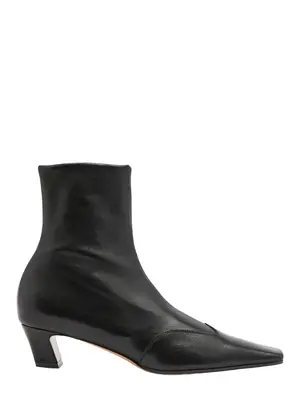 Khaite Nevada 40 Leather Ankle Boots - Black