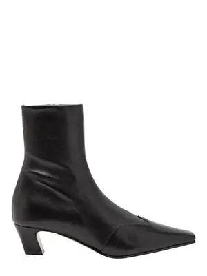 Khaite Nevada 40 Leather Ankle Boots - Black