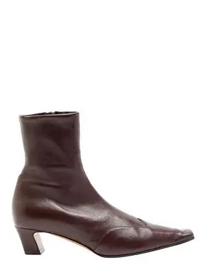 Khaite Nevada 40 Leather Ankle Boots - Brown