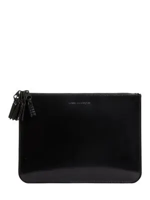Comme Des Garçons Large Zipper Leather Pouch - Black