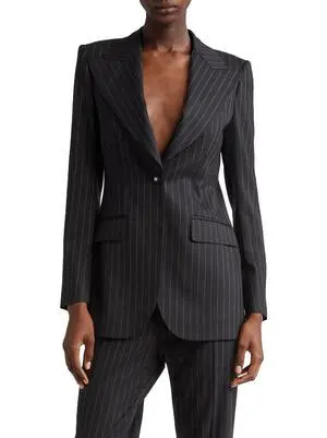 Dolce & Gabbana Pinstripe Virgin Wool Blend Jacket - Black