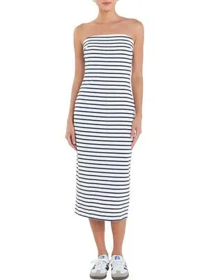 ENGLISH FACTORY English Factory Stripe Strapless Cotton Midi Dress