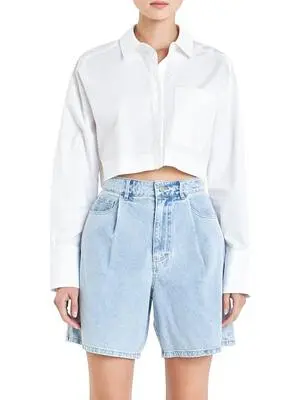 GREY LAB Grey Lab Oversize Crop Button-Up Shirt