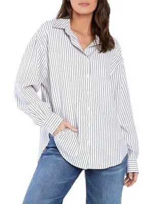 WASH LAB DENIM Wash Lab Denim Striped Cotton-Blend Button-Up Shirt