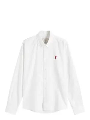 Ami Heart Button Down Oxford Shirt - Natural White