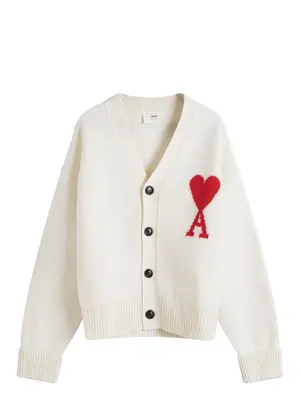 Ami Adc Big Cardigan - Off-white/red
