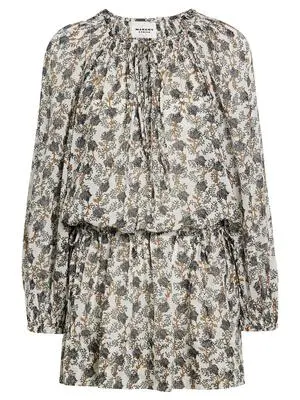 MARANT ETOILE Marant Étoile Parsley Floral-Print Mini Dress Camel