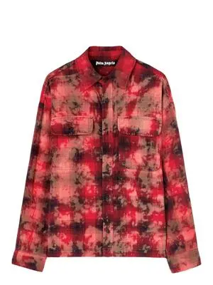 Palm Angels Logo-print Plaid Shirt - Red