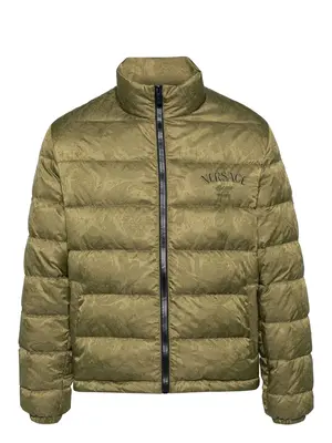 Versace Barocco-print Padded Jacket - Green