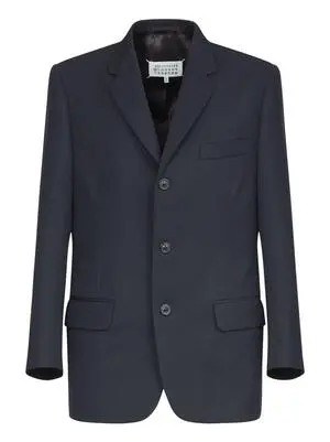 MAISON MARGIELA Single-breasted Wool Blazer - Blue