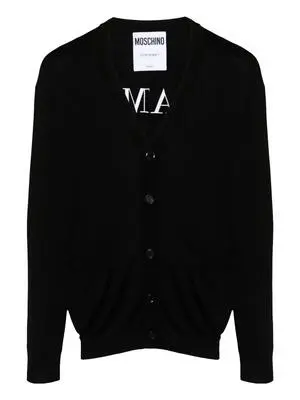 Moschino Slogan-embroidered Cardigan - Black