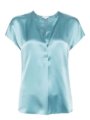 Vince Silk Cap-sleeve Blouse - Blue