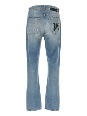 Palm Angels Monogram-print Straight-leg Jeans - Blue
