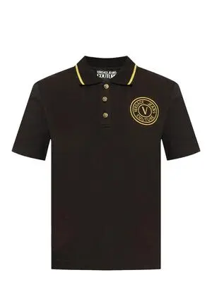 Versace Embroidered-logo Cotton Polo Shirt - Black