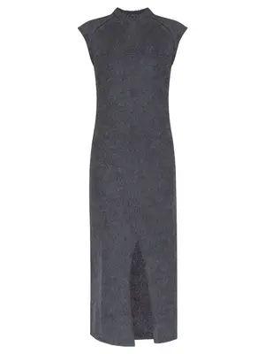 JIL SANDER Front-slit Knitted Maxi Dress - Grey