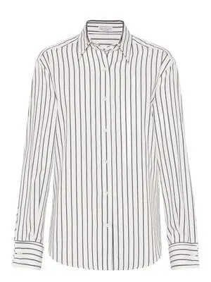 BRUNELLO CUCINELLI Brunello Cucinelli Stripe-Print Cotton Shirt