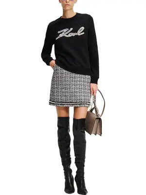 Karl Lagerfeld Boucl� Signature Sweatshirt - Black