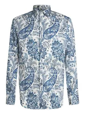 Etro Paisley-print Long-sleeve Shirt - Blue