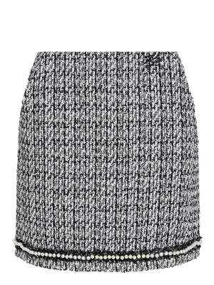 KARL LAGERFELD Karl Lagerfeld Pearl-Embellished Bouclé Mini Skirt