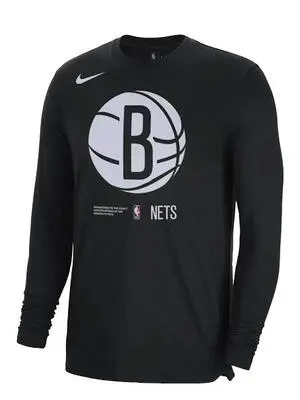 Nike Nba Brooklyn Nets Dri-fit Long Sleeve T-shirt - Black