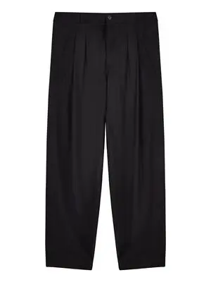Giorgio Armani Single-pleat Wool Trousers - Black