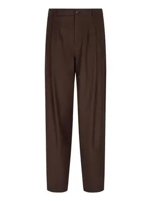 Giorgio Armani Single-pleat Wool Trousers - Brown