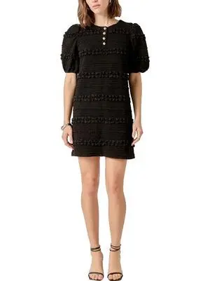 English Factory Smocked Mini Dress - Black